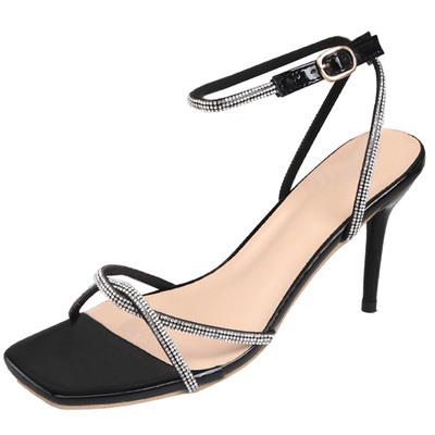 一字带凉鞋女夏季仙女风高跟鞋子