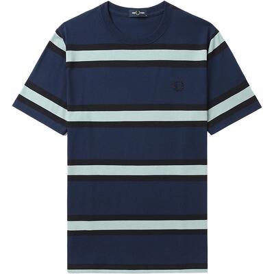 FRED PERRY男士休闲T恤夏季新款宽松条纹麦穗刺绣短袖衫M9852
