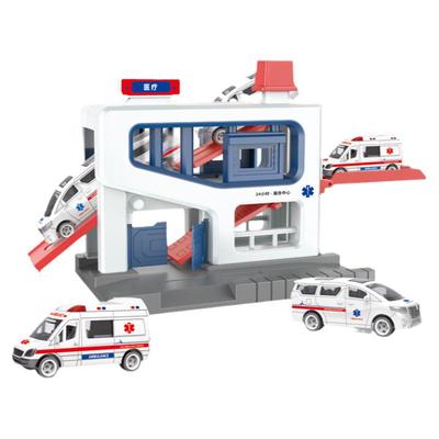 警察停车场套装滑梯弹射轨道玩具