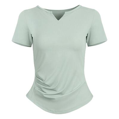 neverme带胸垫收褶瑜伽服短袖