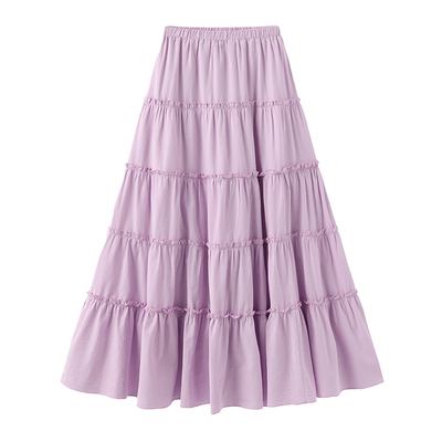 CUBIC高腰木耳边A字蛋糕半裙