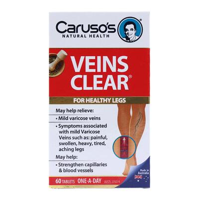 澳洲Carusos Veins Clear静脉舒缓曲张片天然草本60粒腿部小腿
