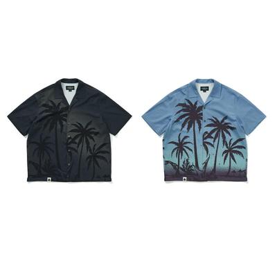 714street椰树印花短袖衬衫