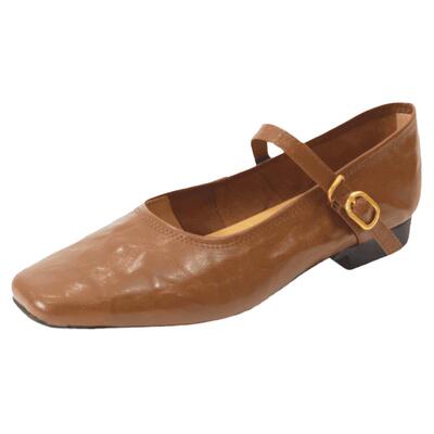 小方头复古奶奶平底单鞋春秋新款真皮软皮软底玛丽珍鞋3560-1