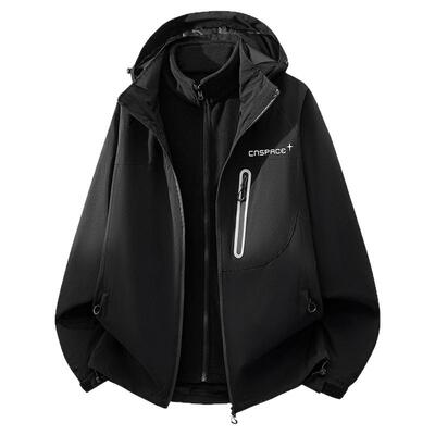 中国航天小众潮牌山系运动户外宽松三合一加厚冲锋衣外套男女秋冬