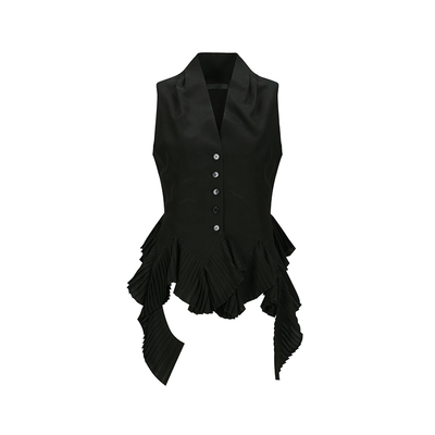 YCH休闲褶皱不对称下摆背心