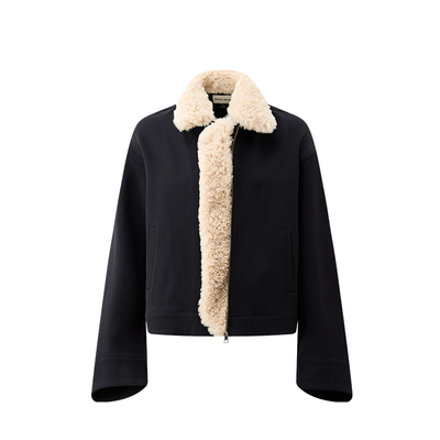 翻领冬季可拆卸毛领夹克