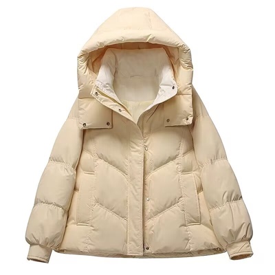 雅鹿冬季短款白鸭绒加厚羽绒服女