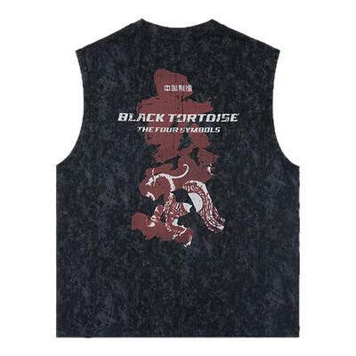 鹿家门夏季新款四大神兽2.0宽松宽肩背心健身肌肉男美式训练T恤