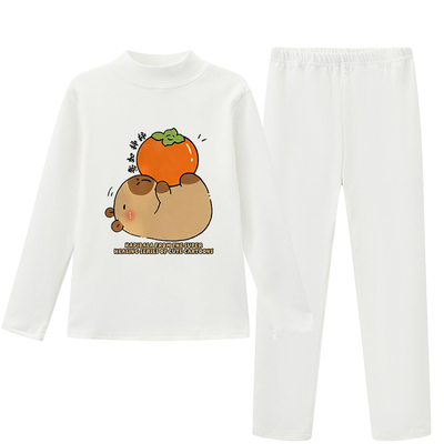 卡皮巴拉儿童睡衣  保暖套装 女孩秋冬 capybara家居衣服