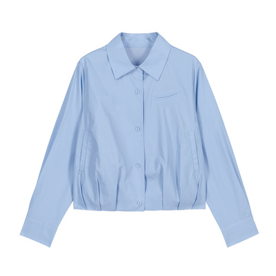 春新款天丝棉短款宽松衬衣