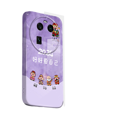 适用于OPPOFindX6手机壳FindX6pro保护套FindX5镜头全包FindX5pro五路财神FindX3好好爱自己保护壳防摔新款不