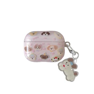 韩系粉色卡通小狗适用苹果耳机保护套airpodspro3代2无线蓝牙1/2耳机壳airpod4二代ipod耳机套airpods3保护壳