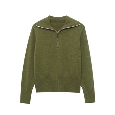 3thMorning半拉链翻领毛衣女