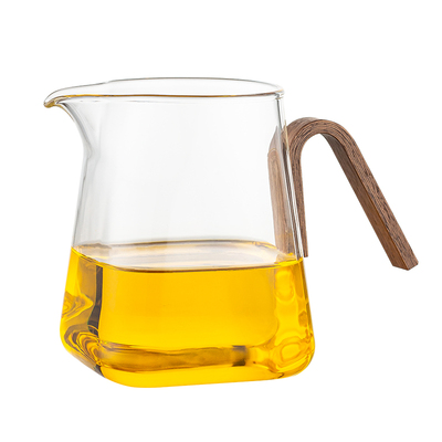 玻璃加厚木把柄公道杯泡茶壶