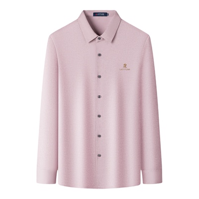 梦特娇男士春季绵羊毛长袖衬衫