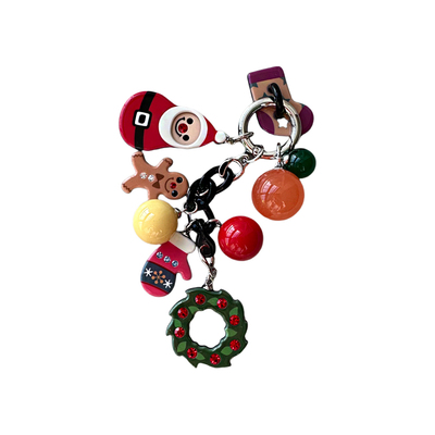 韩国进口AZNAVOUR/GRAIN de BEAUTE圣诞老人钥匙扣包挂手机贴两用