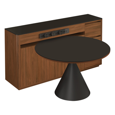 中古风圆桌岛台餐桌一体餐边柜