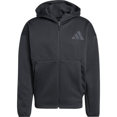 adidas阿迪达斯外套男黑色连帽衫宽松运动服跑步休闲夹克 JE7538