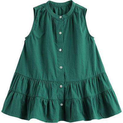 女童拼接荷叶边纯棉背心连衣裙