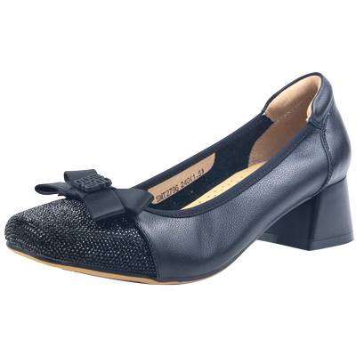 万里单鞋通勤粗跟真皮女鞋