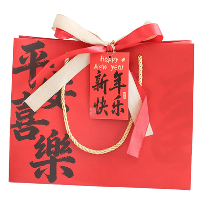 新年春节年货红色手提礼品纸袋
