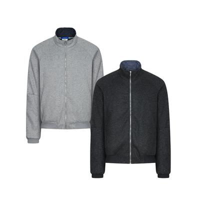 PMET撞色格纹立领开衫外套