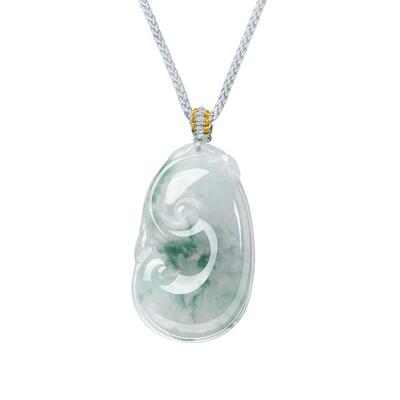 周大生天然翡翠如意叶子吊坠女