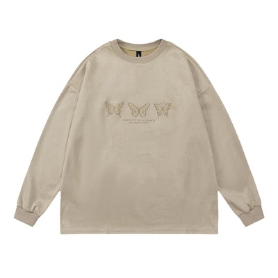 街头复古长袖卫衣蝴蝶印花小彬