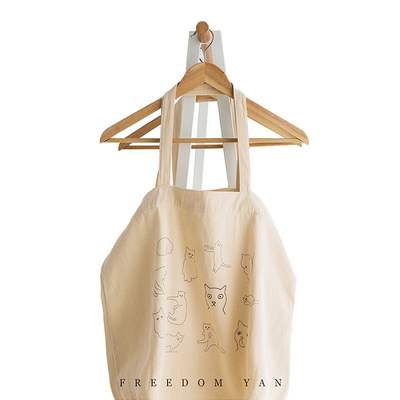 freedomyan燕子手绘猫咪帆布袋