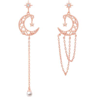 波西米亚风月亮捕梦网情侣耳钉