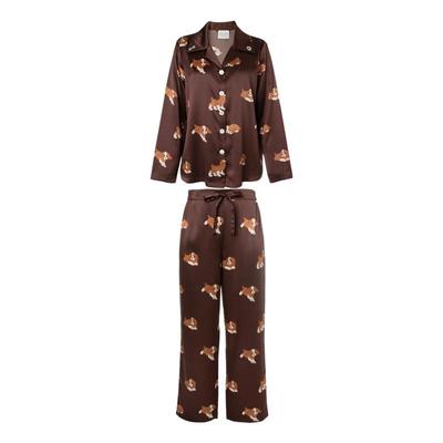 BEAST野兽派小棕犬印花22姆米真丝睡衣家居服生日节日新婚礼物