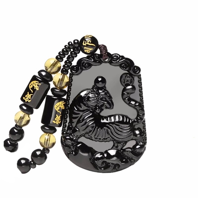 保平安黑曜石本命佛吊坠