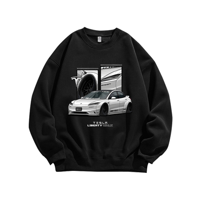 特斯拉改装文化LIBERTY WALK纯棉圆领卫衣服长袖T恤男装秋季宽松