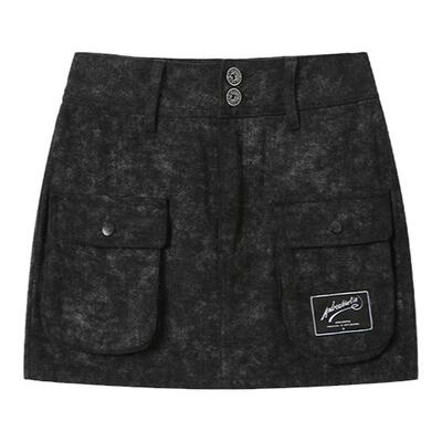 ANDREAMARTIN黑色蜡染半裙短裙