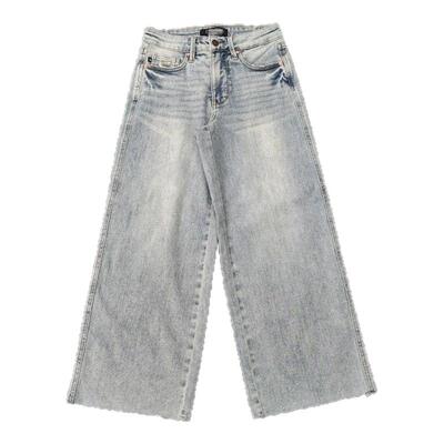 口袋宽松阔腿七分八分棉弹直筒裤