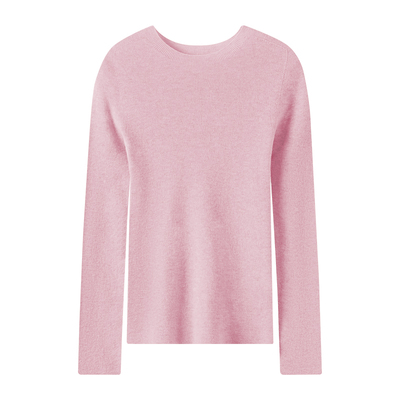 粉色圆领修身显瘦针织打底衫