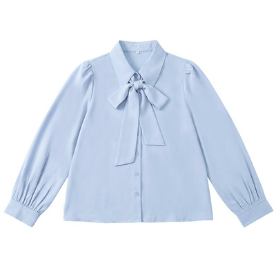 小个子蝴蝶结衬衫女可拆卸