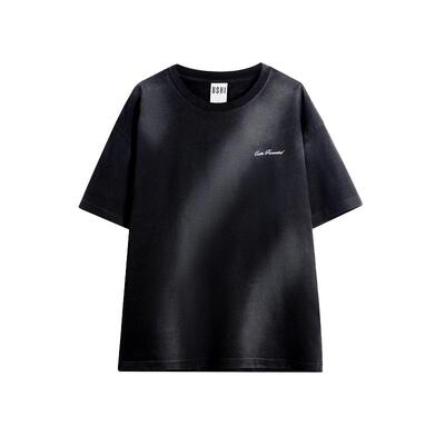 USHI悠时 短袖T恤男夏季2026新款美式复古重磅水洗做旧纯棉上衣