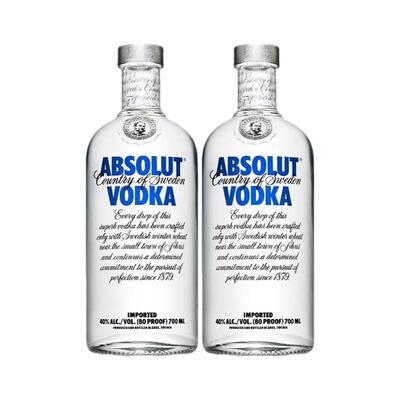 郎家园双响炮洋酒包邮 Absolut Vodka瑞典绝对伏特加原味700ml*2