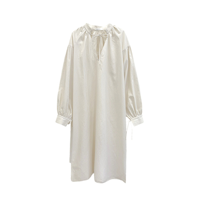 【现货】ECRIVAIN 25AW 圆开领压褶长袖连衣裙 DOUBLEBOO