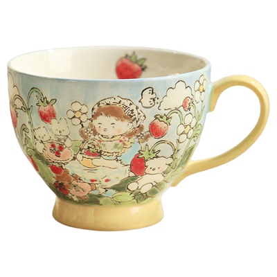 蓝莲花陶瓷小清新早餐杯