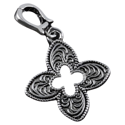 s925纯银三色唐草纹四叶草吊坠女