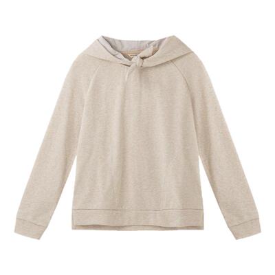 布景卫衣女春季新品清新简约纯色蝴蝶结绑带连帽长袖上衣3024