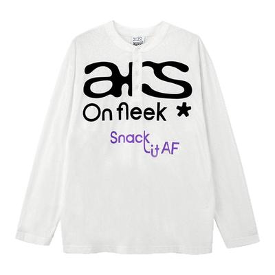 RASS亚麻透感亨利领长袖 新款潮牌重磅宽松休闲情侣款透气长袖t恤