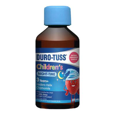 新西兰药房夜用款Duro Tuss儿童止咳糖浆清肺止咳感冒咳嗽药2岁+