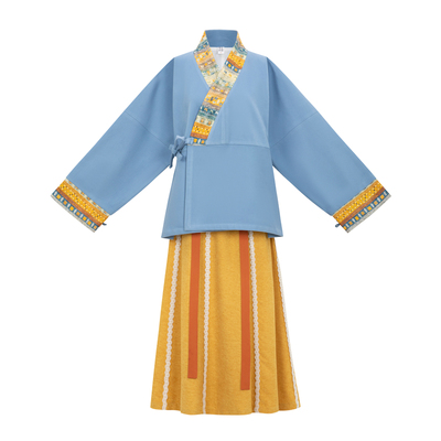 晋襦交窬裙民族撞色秋冬汉服