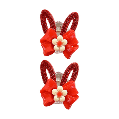 儿童新年红色喜庆抓夹本年年发