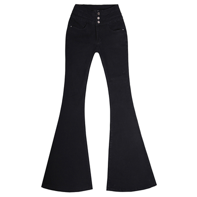 高腰黑色显瘦提臀收腹牛仔大喇叭