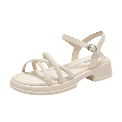 大东官方正品厚底一字带中跟凉鞋